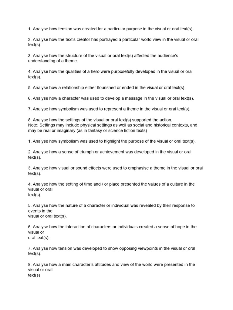 English Oral Text questions (2024) | PDF