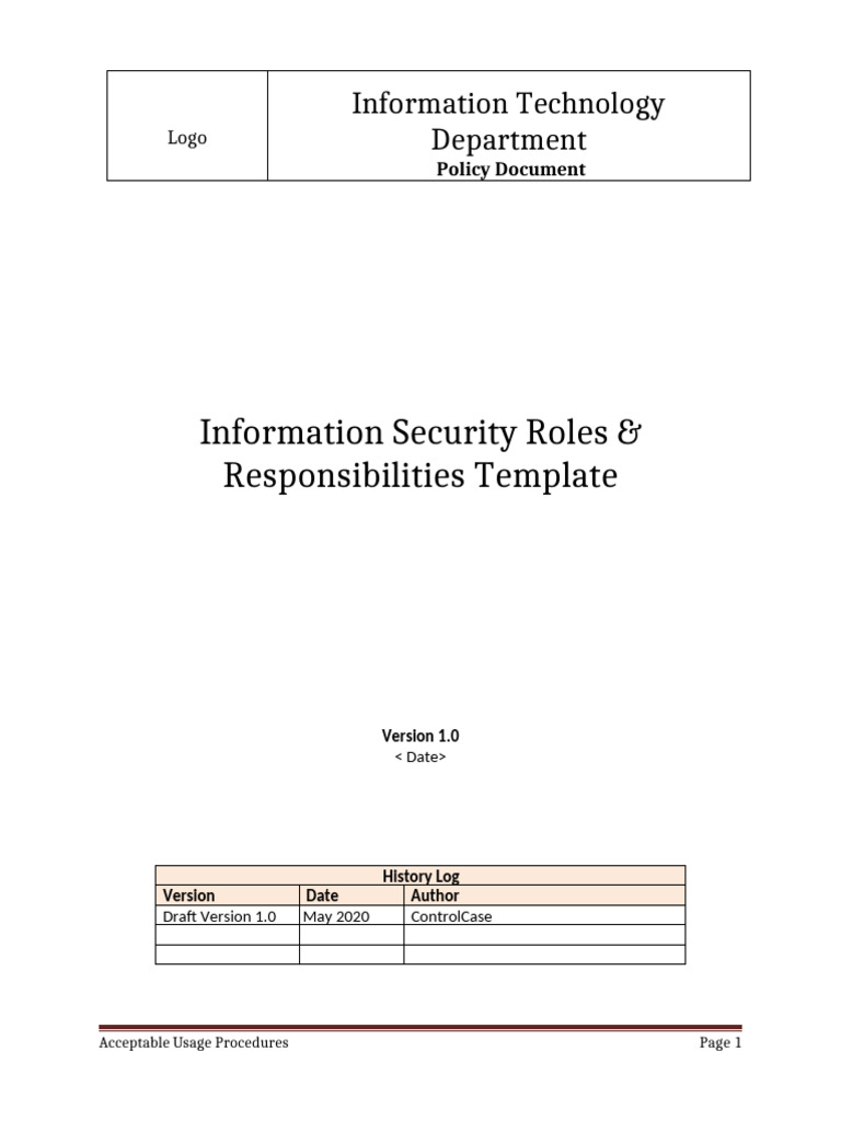 Information Security Roles Responsibilities Template | PDF | Information Security | Security