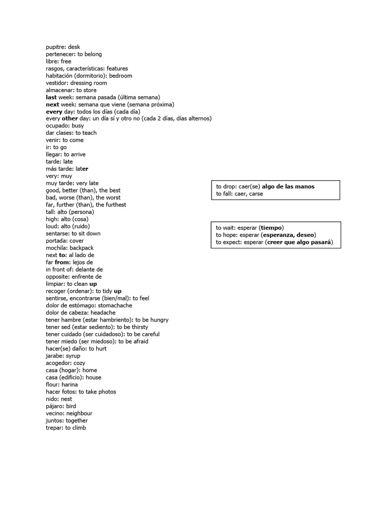Vocabulario Inglés-Español Esencial | PDF