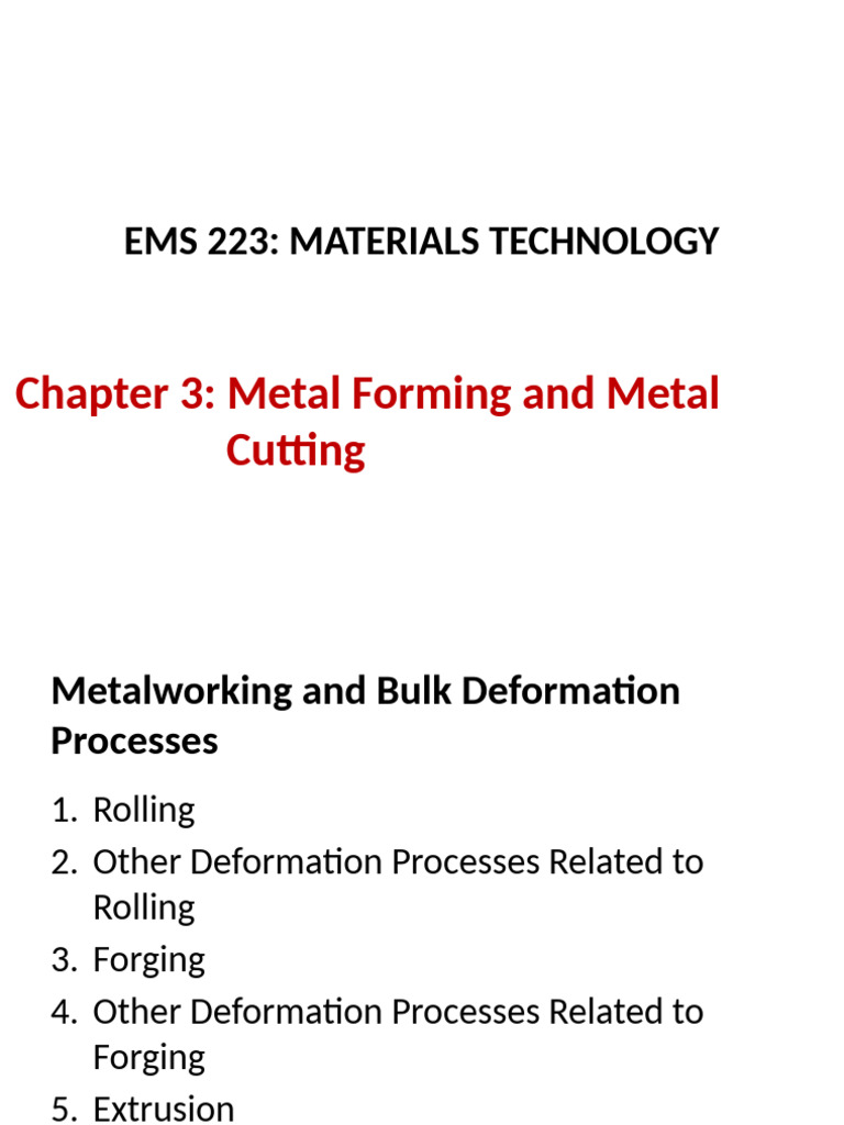 EMS223 Lecture3 (1) - 1 | PDF | Forging | Extrusion
