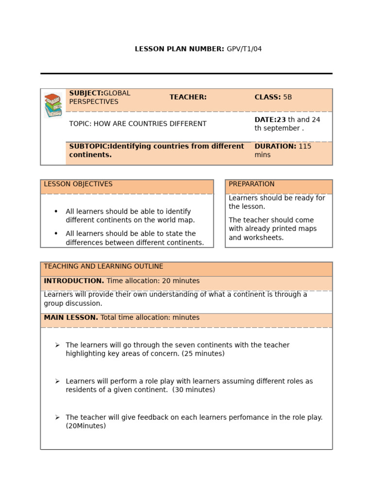 GPV Year 5 Week 4 Lesson Plan | PDF | Foreign Language Studies ...