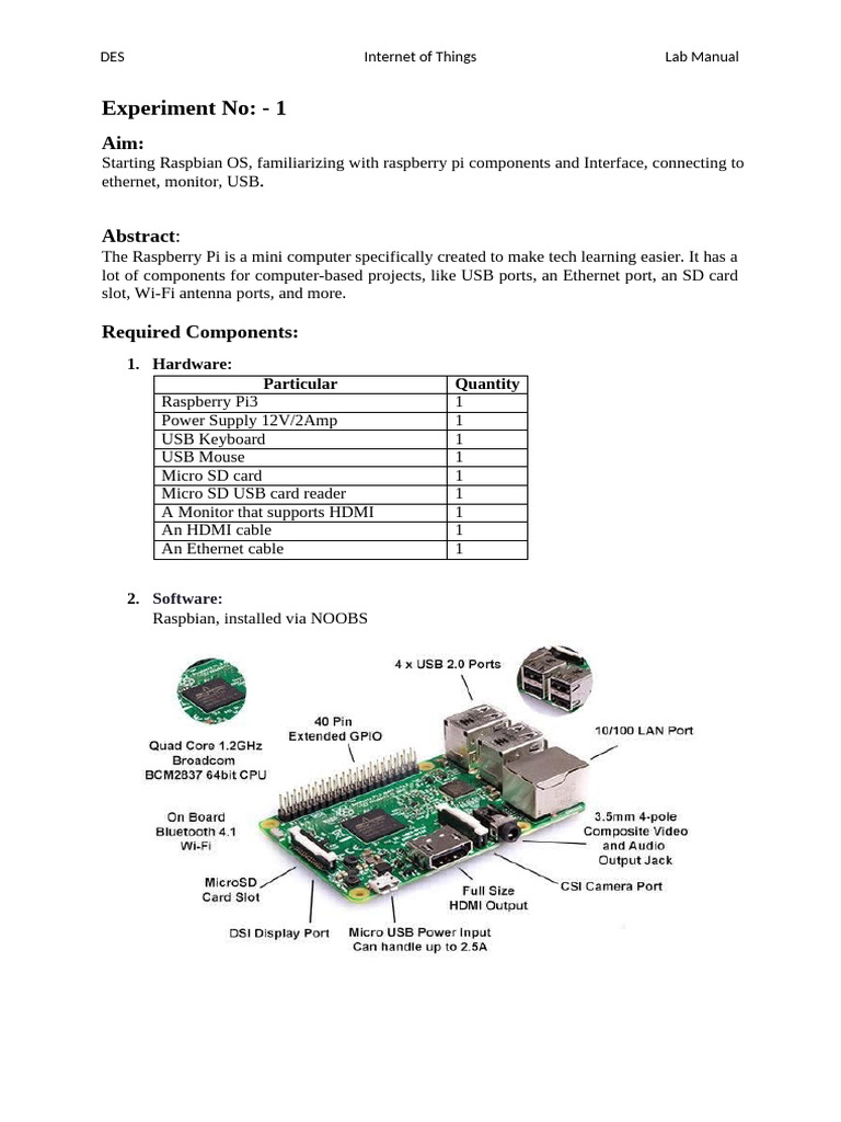 Des Lab Expt 2 Report | PDF | Raspberry Pi | Usb