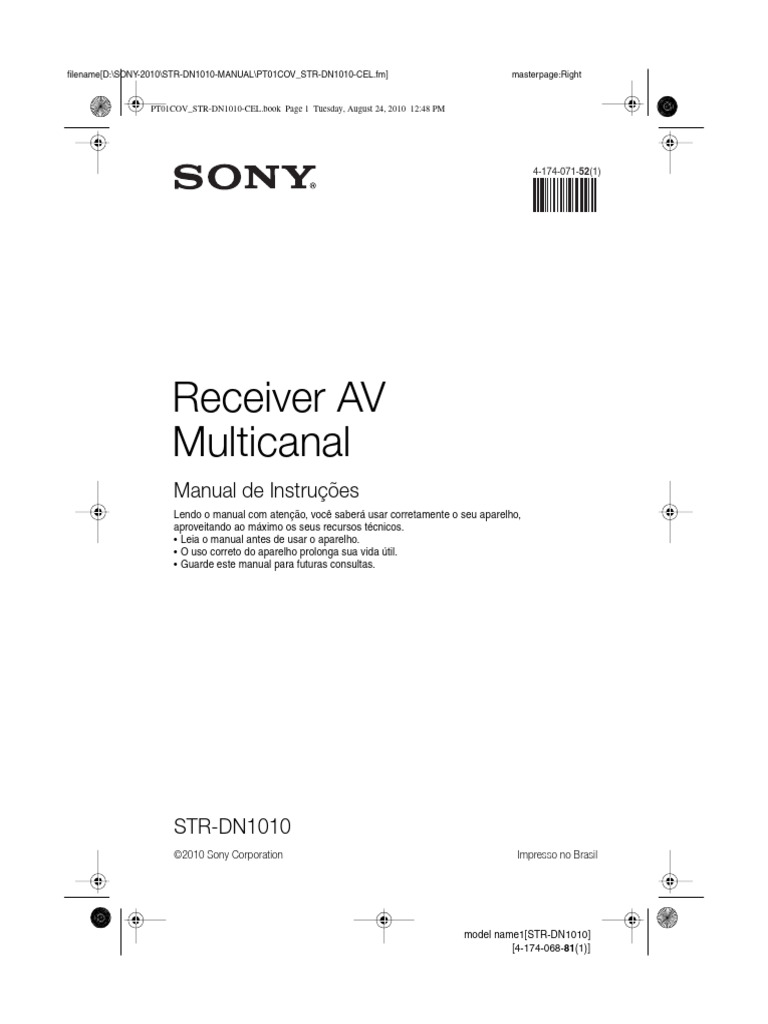 Manual do Receiver Sony STR-DN1010 | PDF | HDMI | Rede de computadores