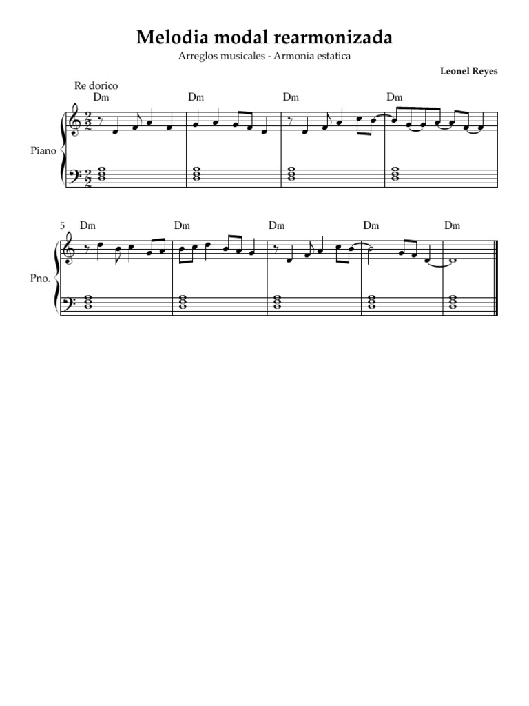 3a Melodia Re Dorico Armonia Estatica Arreglos Musicales | PDF