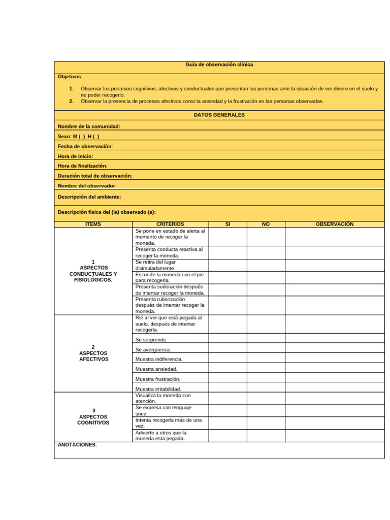 Guía de Observación. Sub3 | PDF | Ansiedad | Sicología