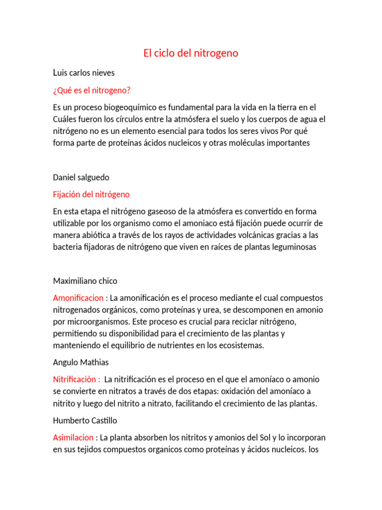 El Ciclo Del Nitrogeno | PDF
