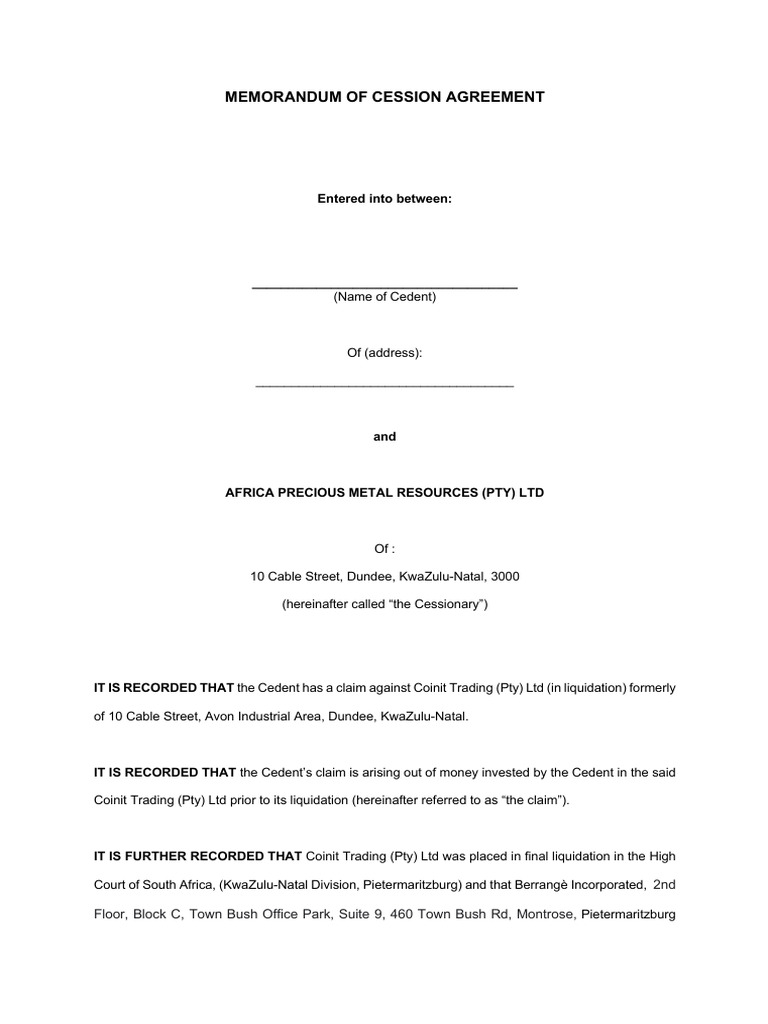 Africa-Precious-Metal-Cession-agreement | PDF | Civil Law (Legal System ...