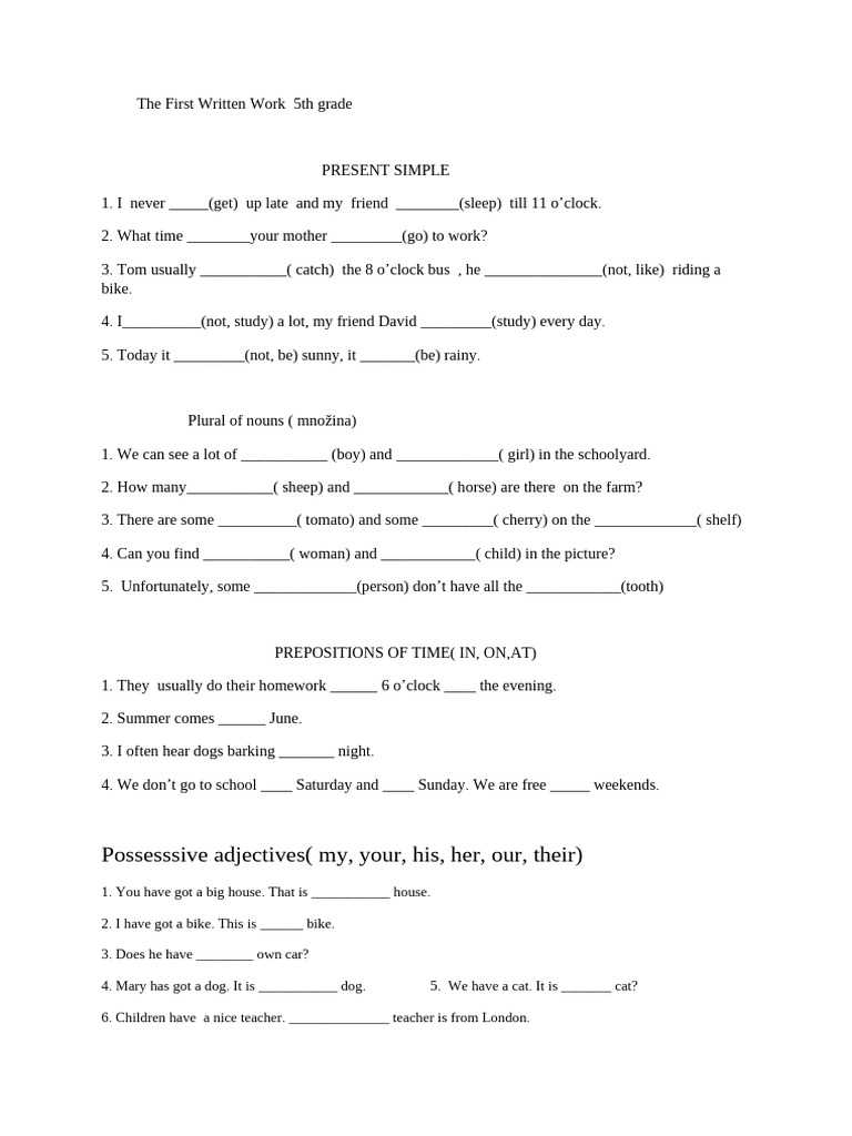 TEST 5th Grade | PDF | Linguistic Morphology | Linguistics