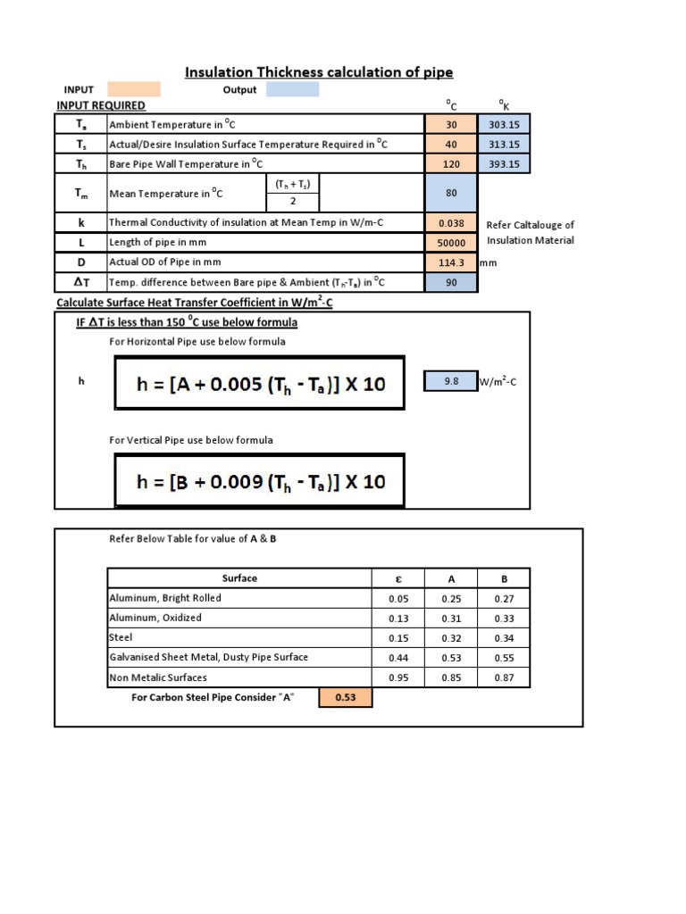 Pipe Insulation THK Calculation | PDF | Thermal Insulation | Heat Transfer
