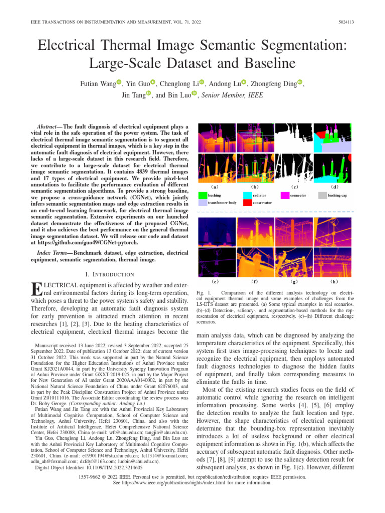 Electrical Thermal Image Semantic Segmentation Large-Scale Dataset and Baseline | PDF | Image ...
