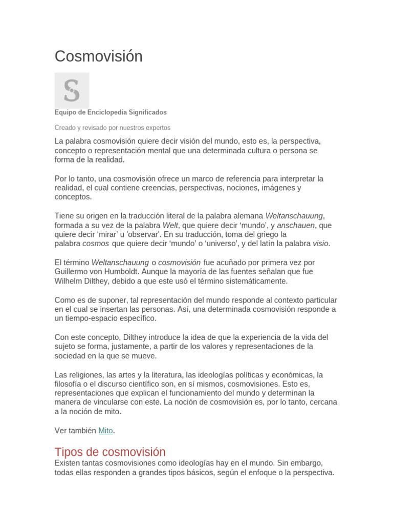 La Cosmovision | PDF | Educación en artes liberales