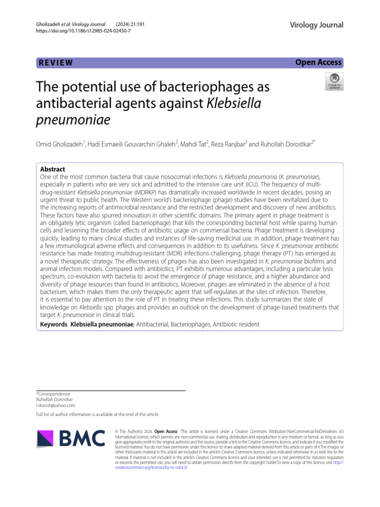 The Potential Use of Bacteriophages As Antibacterial Agents Review | PDF | Bacteriophage ...