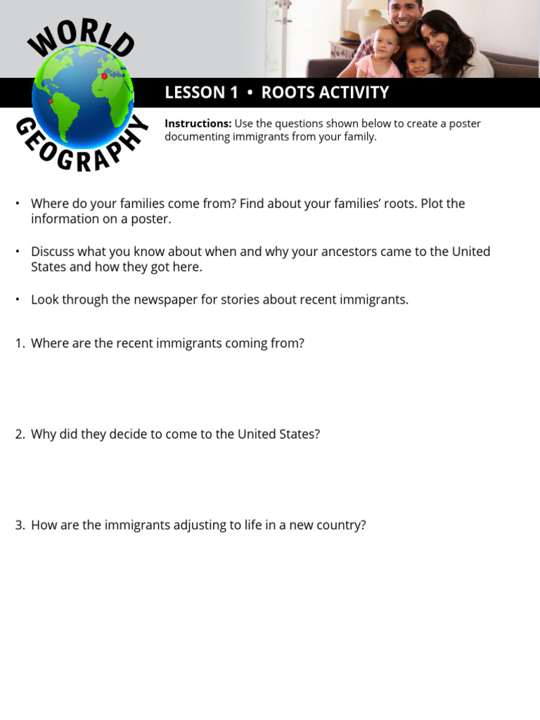 World Geography Lesson 1 Roots Activity | PDF | Social Science