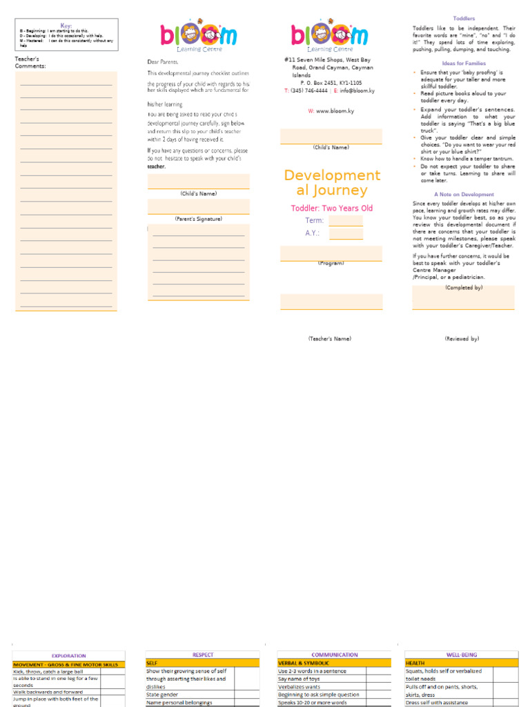 2 Year Old Developmental Journey Checklist Template | PDF | Toddler ...