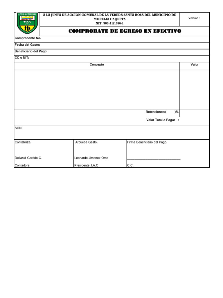 Comprobante de Egreso en Efectivo | PDF