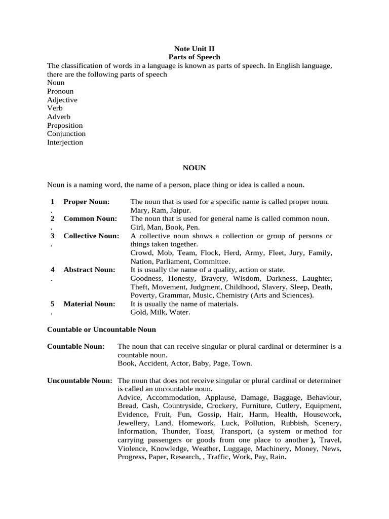 Notes Communication Skills Unit II | PDF | Adjective | Pronoun