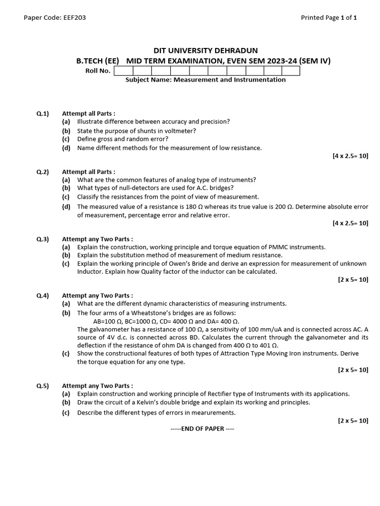 EEF203 - MT Q Paper Even Sem 2023-24 | PDF | Electrical Engineering ... EEF203 - MT Q Paper Even Sem 2023-24 | PDF | Electrical Engineering ...