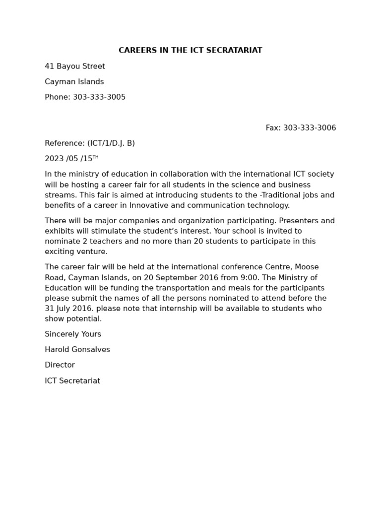 ICT Letter | PDF | Science & Mathematics