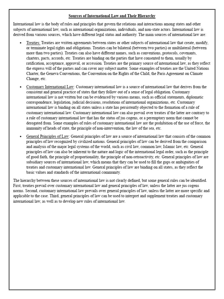 Hierarchy of International Law Sources | PDF | Treaty | International Law