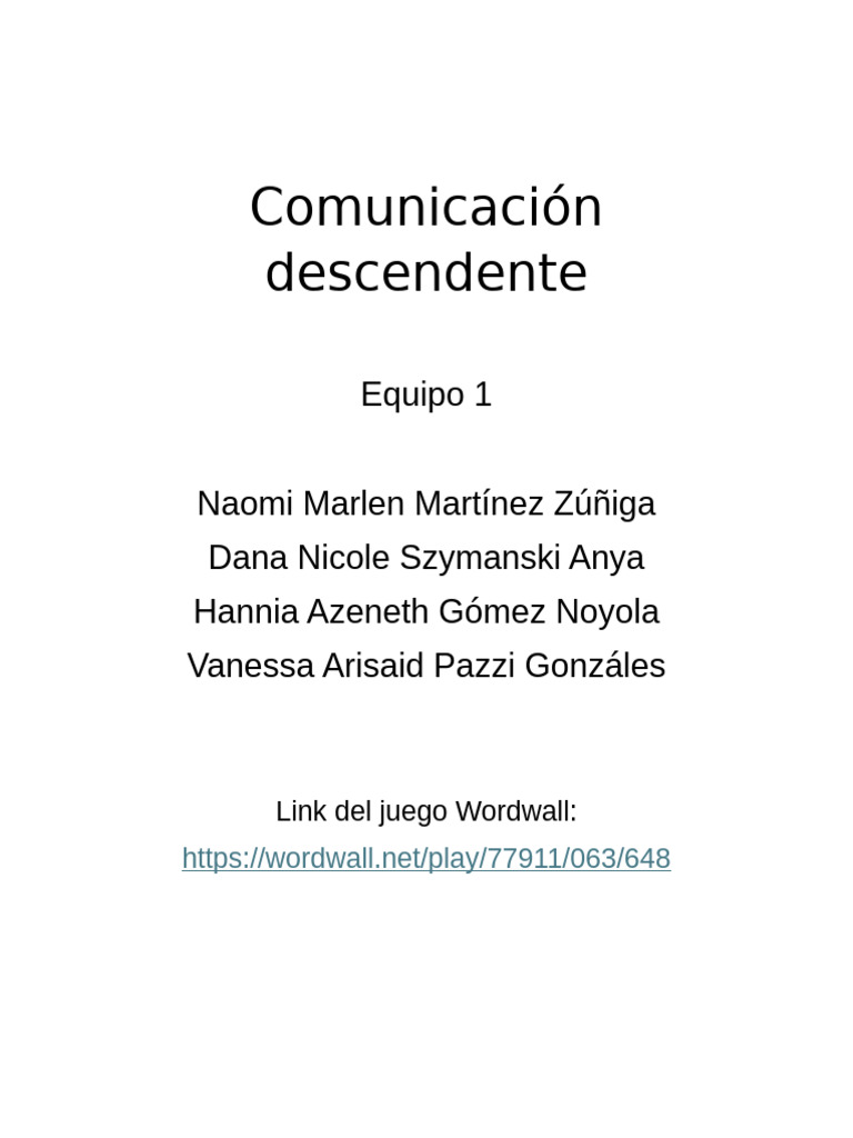 Comunicación Descendente: Equipo 1 | PDF