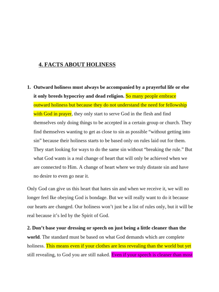 Four Facts of Holiness PDF | PDF | Jesus | Sin