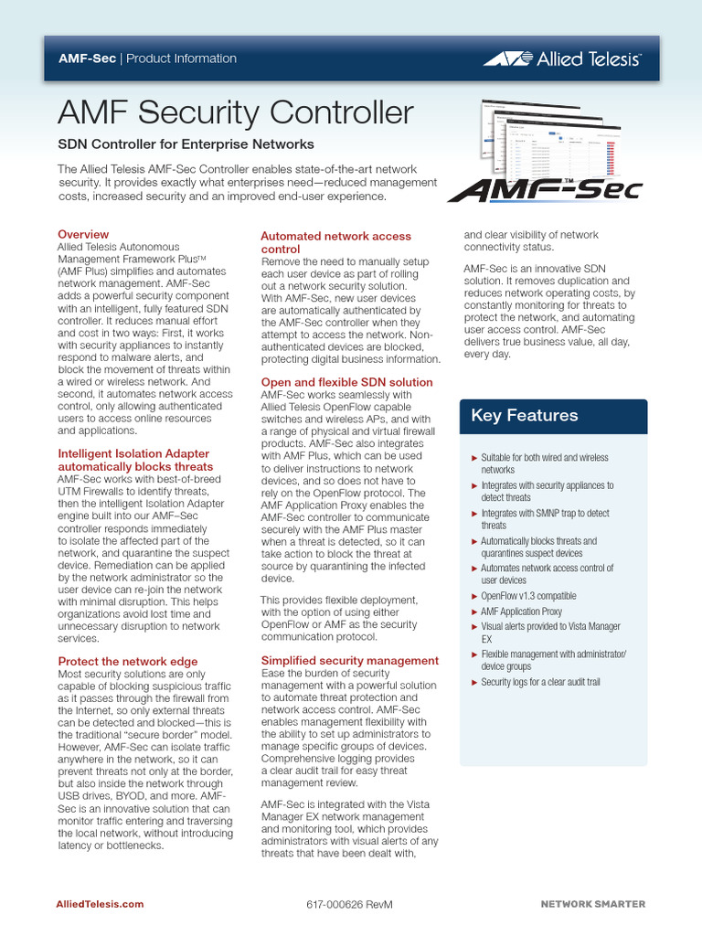 Ati Amf Security Controller Ds | PDF | Computer Network | Proxy Server