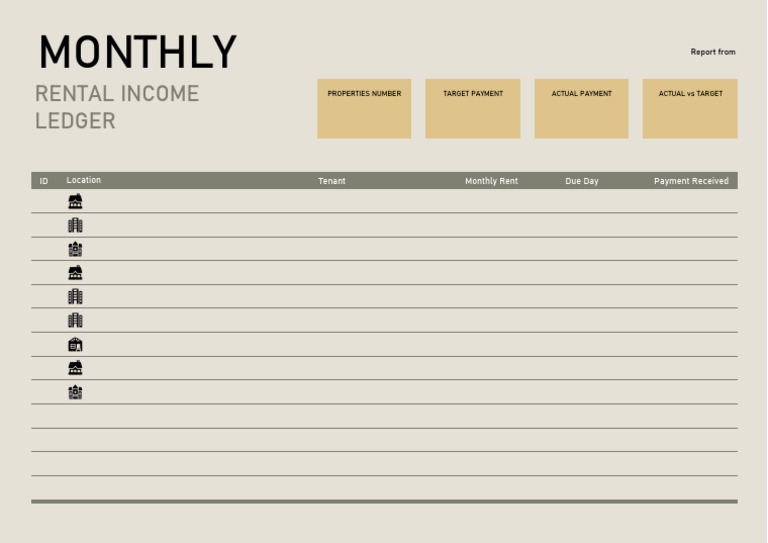 Monthly Rental Income Ledger Template TemplateLab.com | PDF