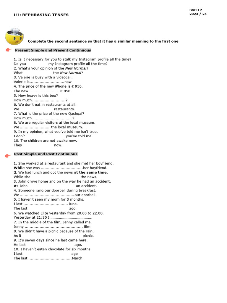 All Tenses Rephrasing | PDF