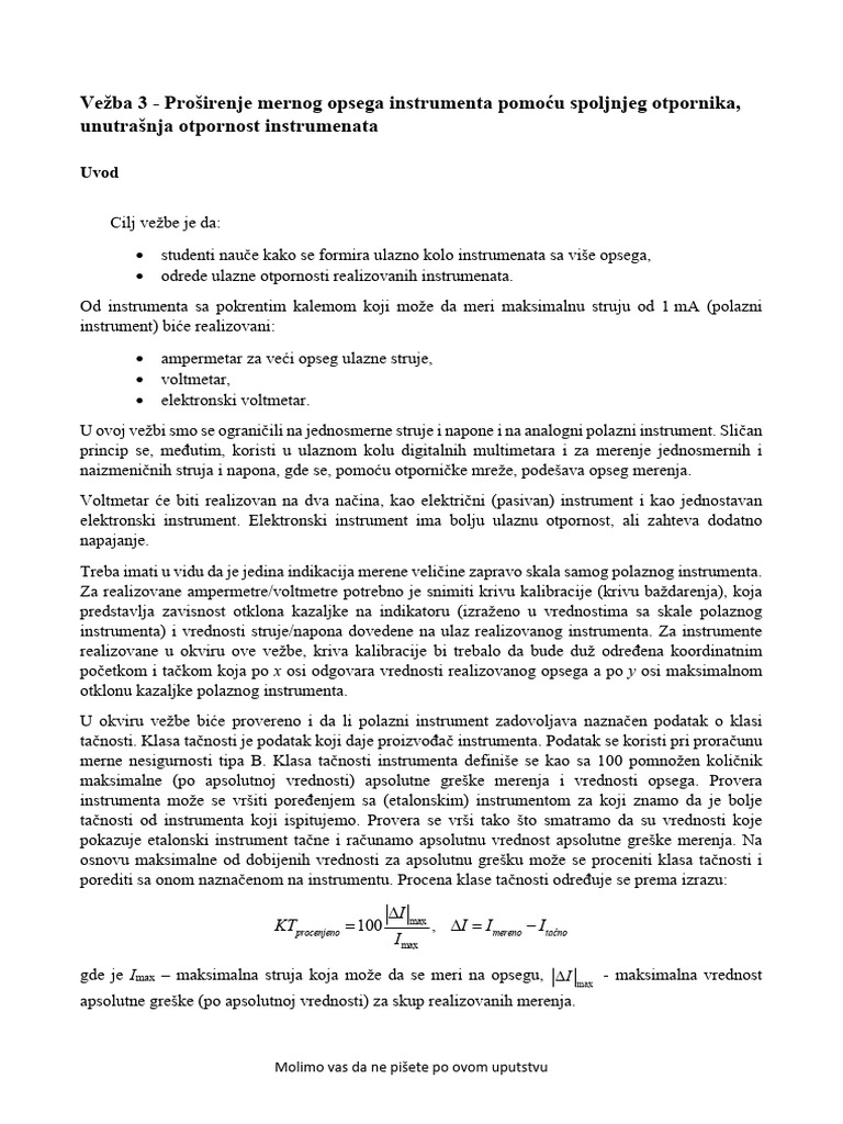 Vežba 3 - Proširenje Mernog Opsega Instrumenta Pomoću Spoljnjeg ...