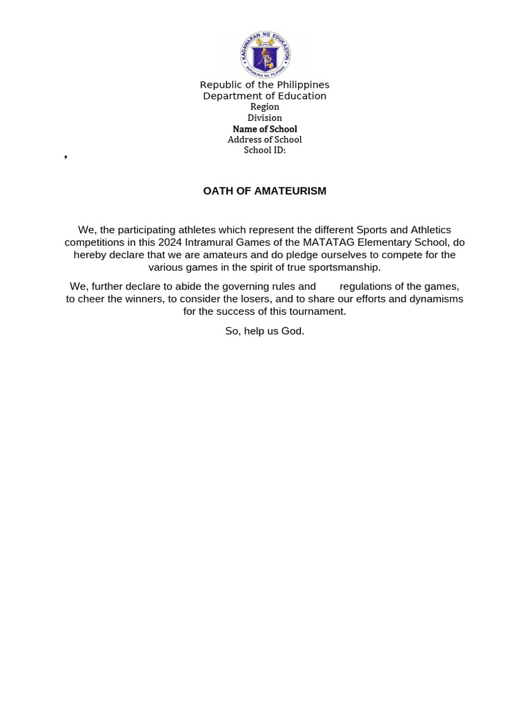 Oath of Amateurism and Officiating Officials | PDF