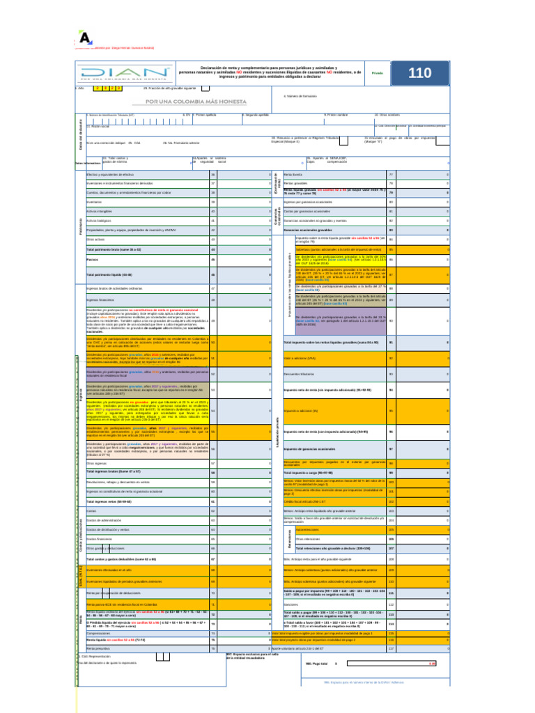 Formulario 110 para Renta 2023 | PDF | Contabilidad | Impuestos