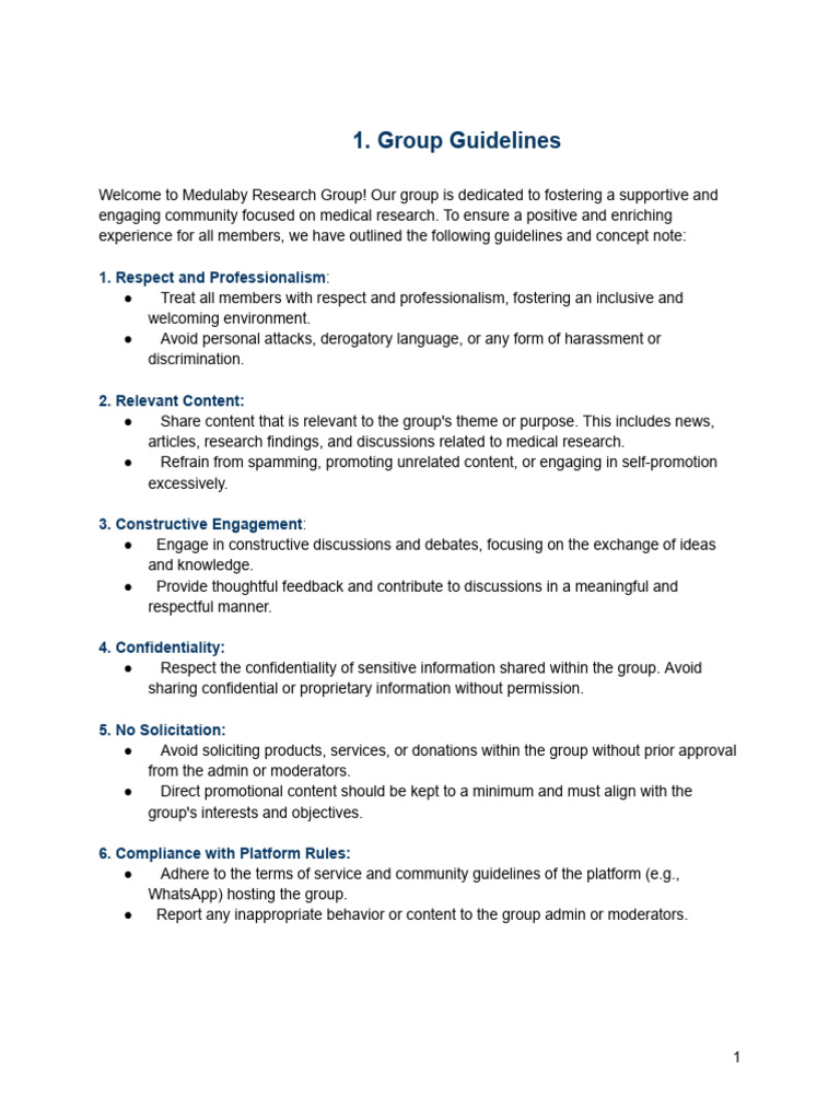 Group Guidelines and Concept Note | PDF | Mentorship | Community