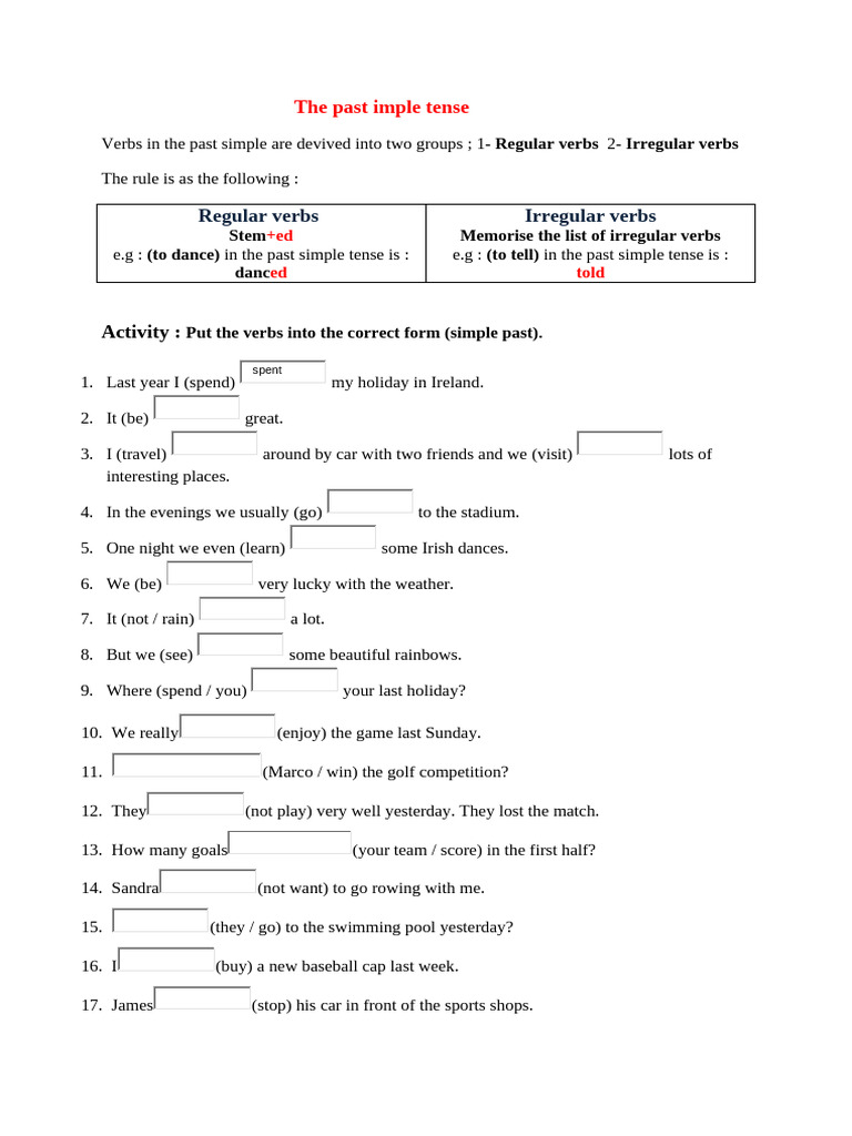 The Past Imple Tense Bem | PDF