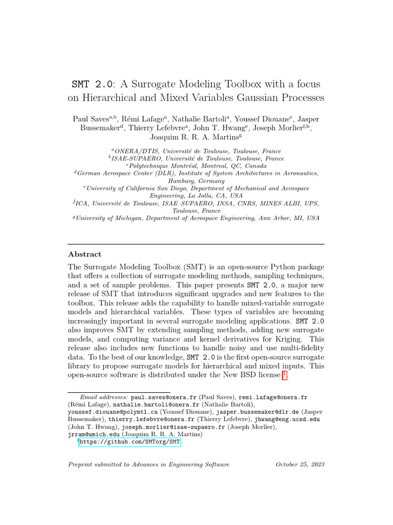 A Surrogate Modeling Toolbox With A Focus On Hierarchical and Mixed Variables Gaussian Processes ...