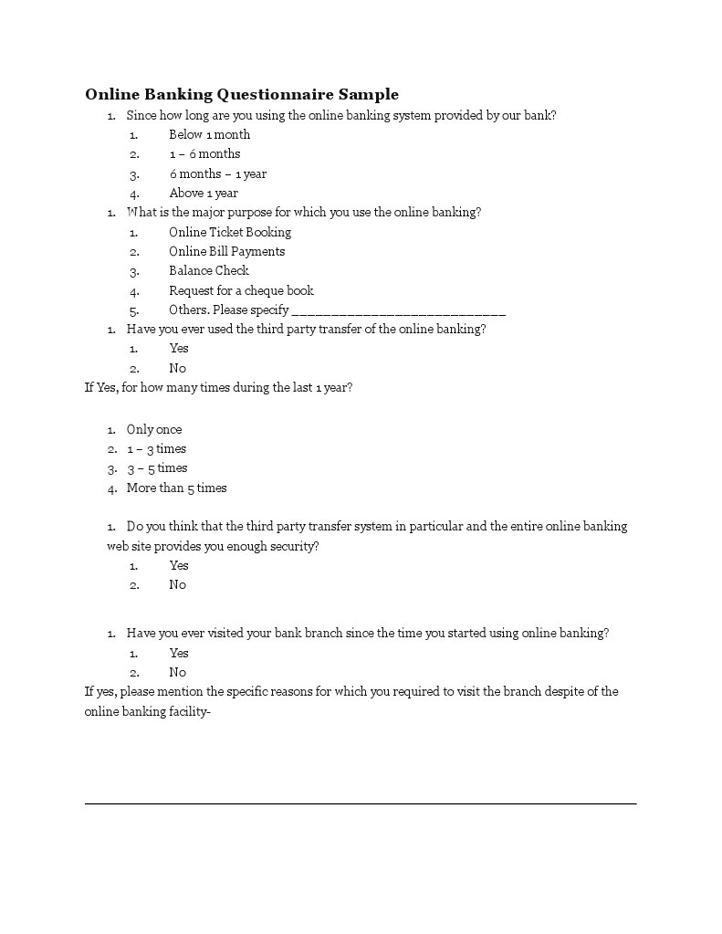 Online Banking Survey Template | PDF | Online Banking | Banks & Banking