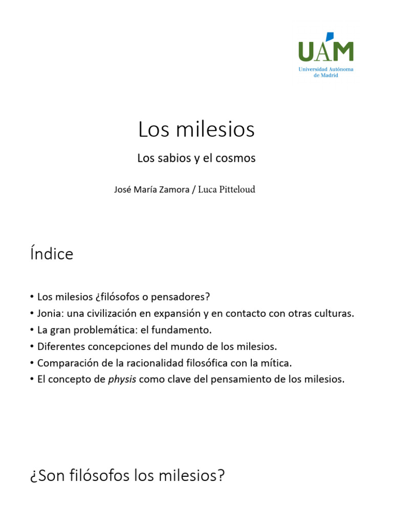 Filosofía de los Milesios: Arché y Cosmos | PDF | Metafísica
