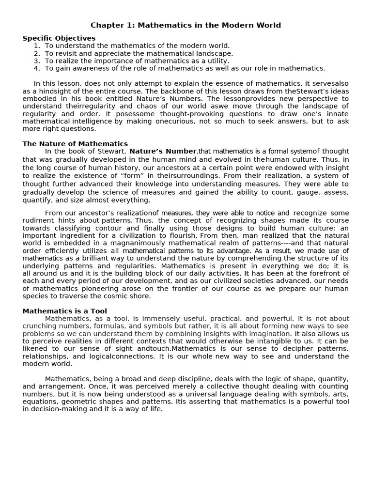Gec 004 Chapter 1 Notes | PDF | Mathematics | Pattern
