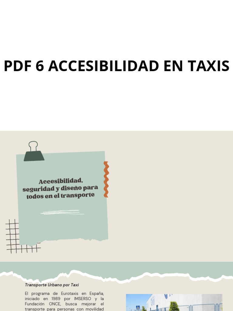 PDF Accesibilidad en Taxis | PDF | Accesibilidad | Transporte