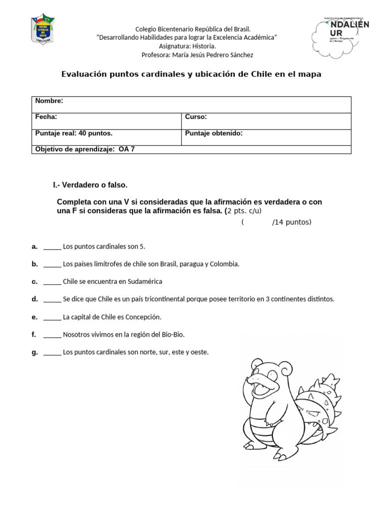 Prueba Historia Mapas | PDF | Chile