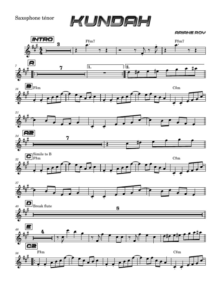 Kundah Lead Brass-Saxophone - Ténor | PDF | Saxophone | Woodwind ...