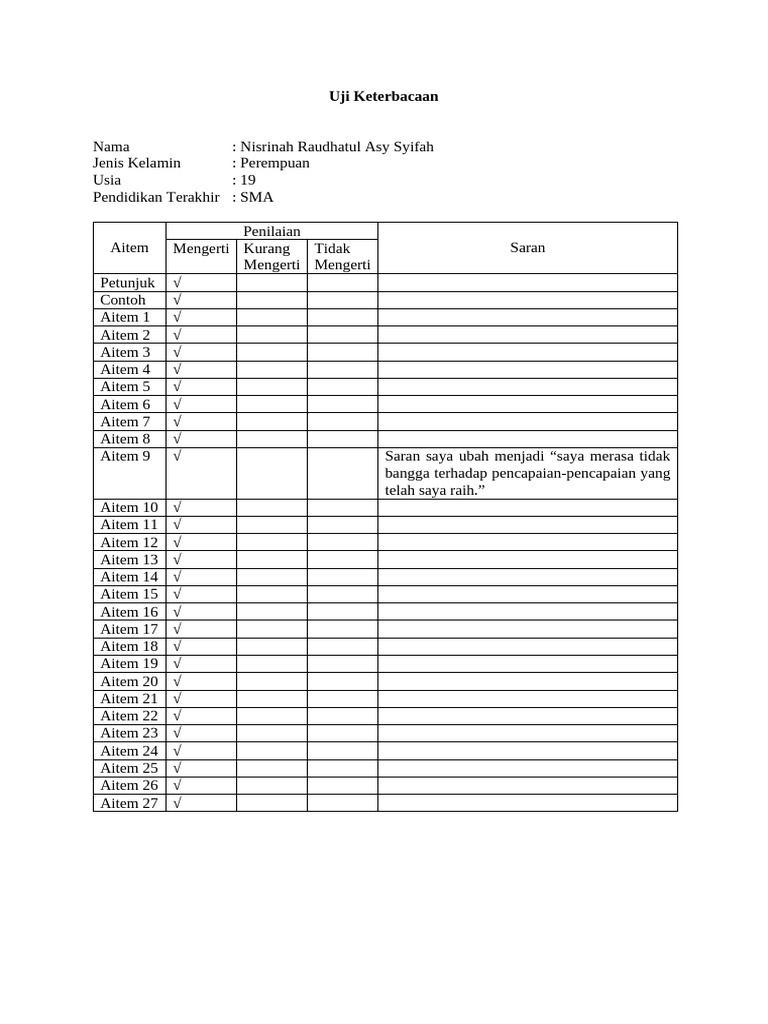 Uji Keterbacaan 2024 | PDF | Karier & Perkembangan