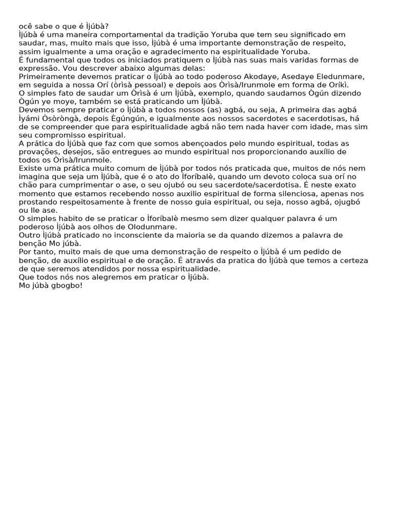 Ocê Sabe o Que É Ìjúbà | PDF