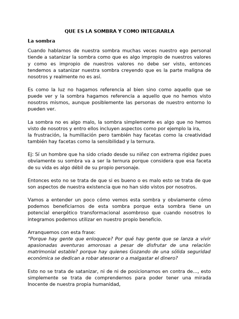 Que Es La Sombra y Como Integrarla | PDF | Mente | Amor