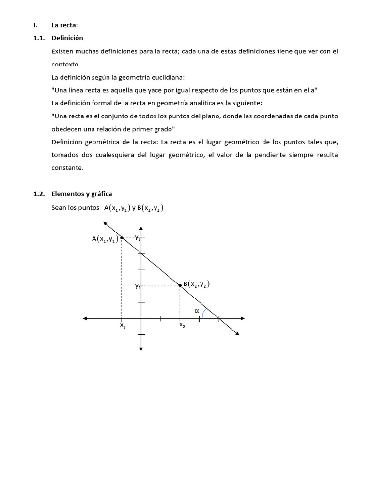 Conceptos Clave de la Recta en Geometría | PDF | Pendiente | Línea (geometría)
