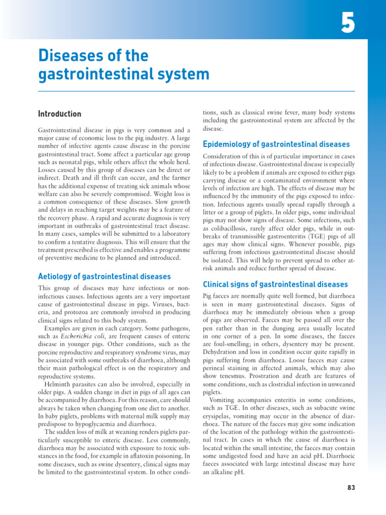 Gastrointestinal Diseases in Pigs | PDF | Infection | Diarrhea