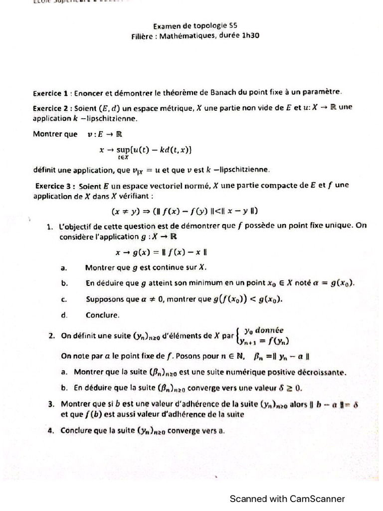 Topologie Examen - Dalaa | PDF