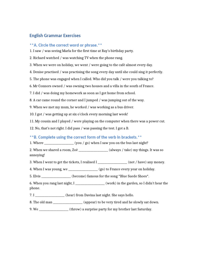 English_Grammar_Exercises_Text | PDF