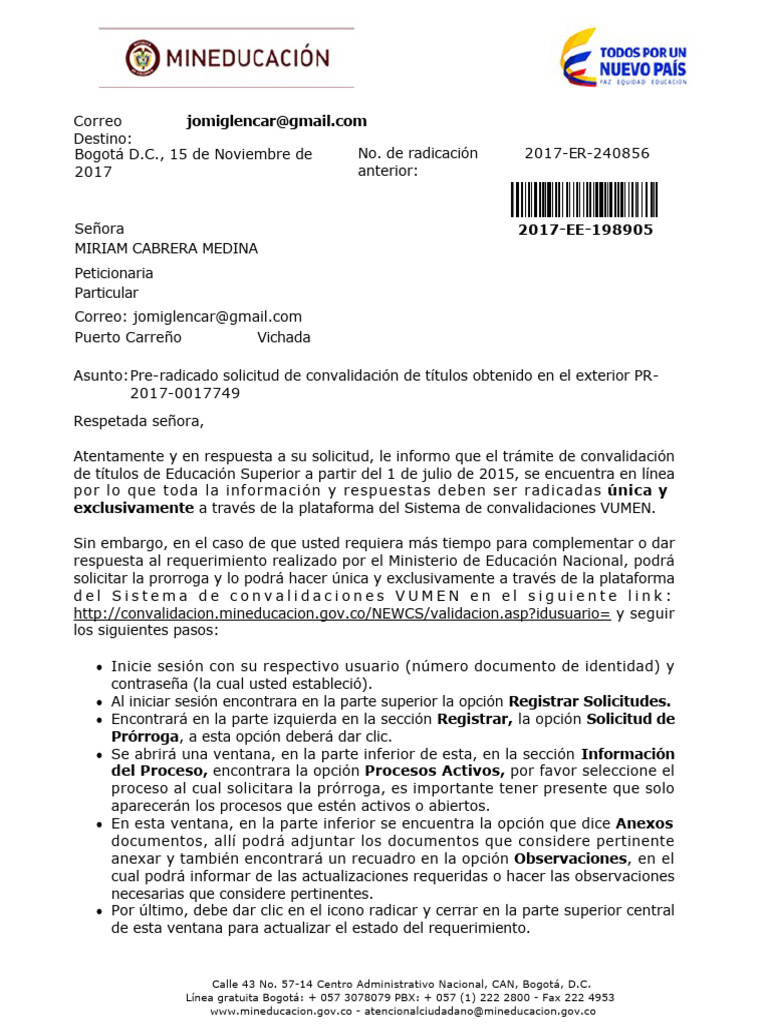 Guía Prórroga Convalidación Títulos VUMEN | PDF | Negocios | Derecho