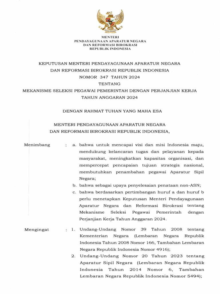 2024-Kepmenpan RB Nomor 347 Tahun 2024 | PDF