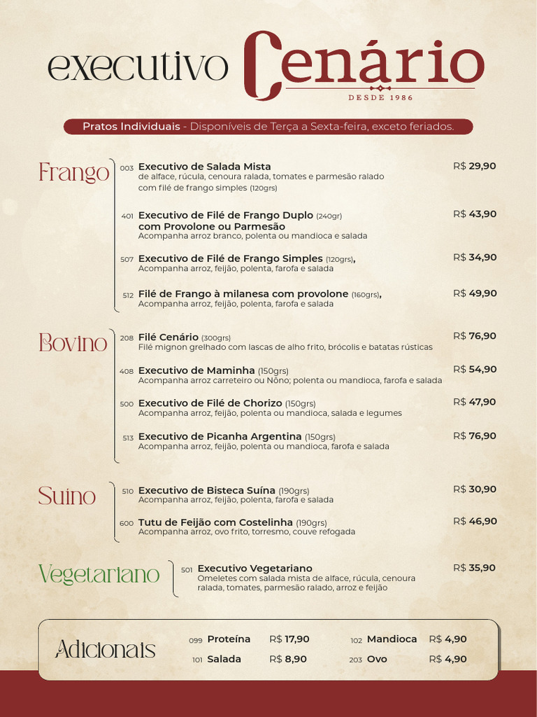 Menu Executivo Cenario v2 Web | PDF | Culinária ocidental | Culinária